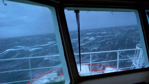 Ship in storm. Beautiful wave with foam ... | Stock Video | Pond5