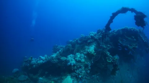 Ship wreck underwater on seabed of Pacif... | Stock Video | Pond5