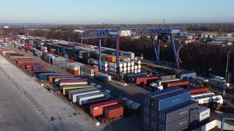 Shipping container crane lift unloading ... | Stock Video | Pond5