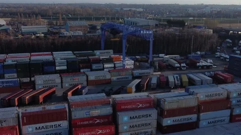 Shipping container crane lift unloading ... | Stock Video | Pond5