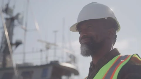 Shipping Port Worker Wearing a Hard Hat ... | Stock Video | Pond5