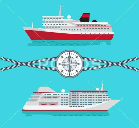Ships and Rope with Compass Vector Illustration ~ Clip Art #90479307