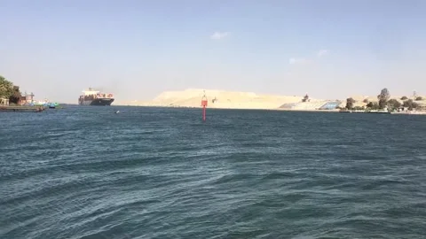 Ships cross Suez Canal into Red Sea as H... | Stock Video | Pond5