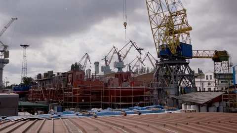 the ship's hull at the shipyard | Stock Video | Pond5