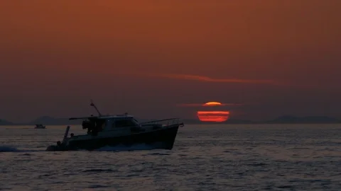 Ships moving in the sea during the most ... | Stock Video | Pond5