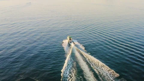 Boat Wake Aerial Stock Footage ~ Royalty Free Stock Videos | Pond5