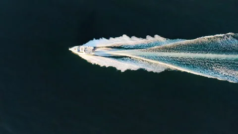 Boat Wake Aerial Stock Footage ~ Royalty Free Stock Videos | Pond5