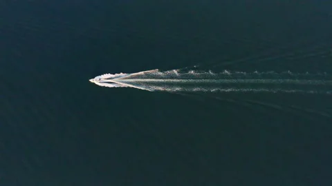 Boat Wake Aerial Stock Footage ~ Royalty Free Stock Videos | Pond5