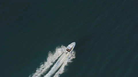 Boat Wake Aerial Stock Footage ~ Royalty Free Stock Videos | Pond5