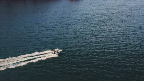Boat Wake Aerial Stock Footage ~ Royalty Free Stock Videos | Pond5