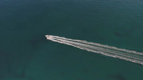 Boat Wake Aerial Stock Footage ~ Royalty Free Stock Videos | Pond5