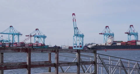 Shipyard and containers in background of... | Stock Video | Pond5
