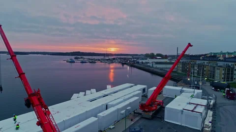 A shipyard in Slottsholmen, Sweden at su... | Stock Video | Pond5