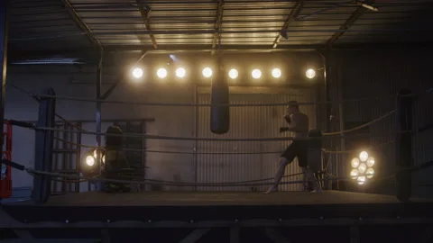 Shirtless Boxer in Boxing Ring Warm Ups ... | Stock Video | Pond5