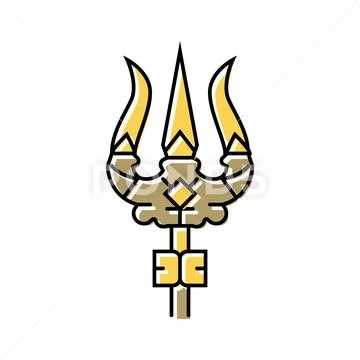 Shiva trident trishul color icon vector illustration ~ Clip Art #257797939