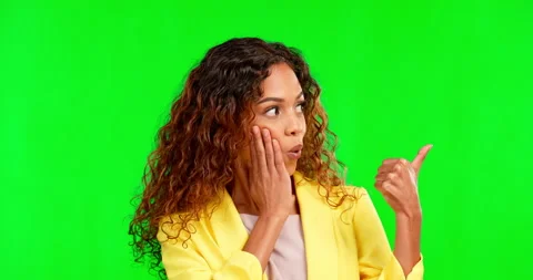 Shock, green screen and woman in a studi... | Stock Video | Pond5