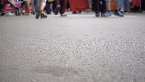 Shoot from a low angle. A crowd of peopl... | Stock Video | Pond5