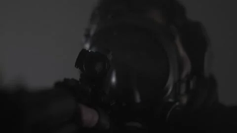 The shooter's face. Collimator. Concentr... | Stock Video | Pond5