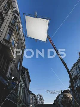 Shooting production, Process of filming. Spotlight illuminates large ...