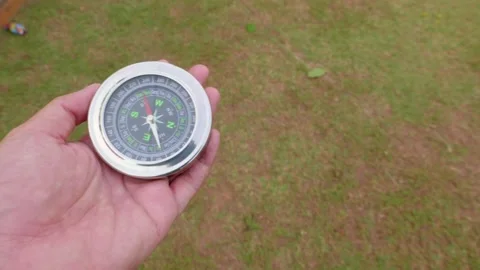 Shooting the scene. Hand holding a compa... | Stock Video | Pond5
