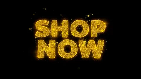 Shop Now Text Sparks Particles on Black ... | Stock Video | Pond5