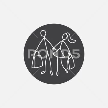 Shoppers Stick Figure Pictogram Icon: Royalty Free #77115078