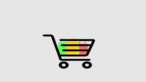 shopping cart with bags animation in 4k ... | Stock Video | Pond5