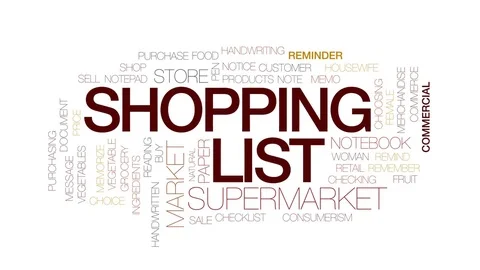 Shopping list animated word cloud, text ... | Stock Video | Pond5