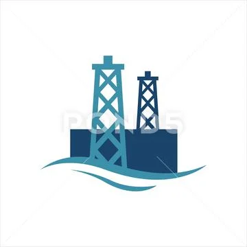 Off shore oil rig logo icon design vector drilling in the sea template ...