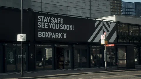 Shoreditch box park is closed during COV... | Stock Video | Pond5