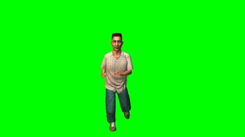 Short man running on a green screen | Stock Video | Pond5