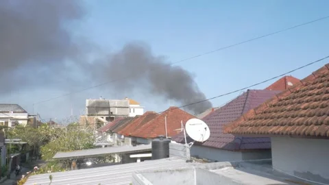 Shot of a fire in a building on Bali isl... | Stock Video | Pond5