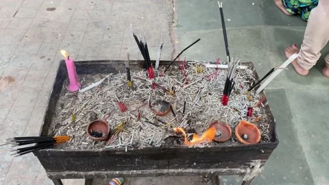 Shot of the fire lightened in the temple... | Stock Video | Pond5