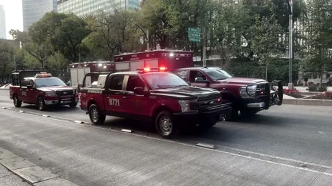 shot of Mexico City fire truck waiting t... | Stock Video | Pond5