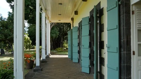 A shot moving backwards in a porch of a ... | Stock Video | Pond5