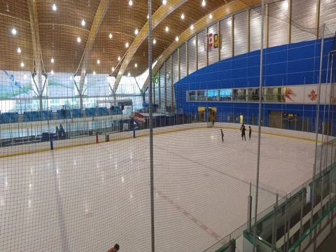 shot of people on the olympic oval ice r... | Stock Video | Pond5
