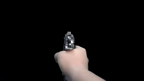Shot from a pistol from the first person... | Stock Video | Pond5