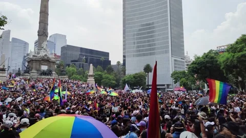 shot of pride parade animation at angel ... | Stock Video | Pond5