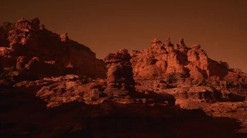 Shot of the red Martian desert surface o... | Stock Video | Pond5