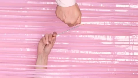 shot of shiny curtain backdrop, pink chr... | Stock Video | Pond5