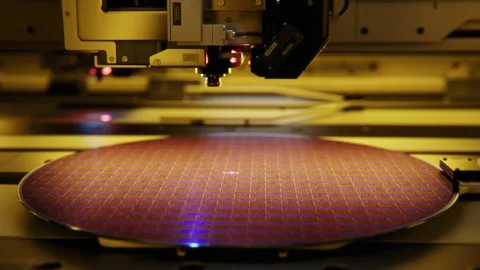 Shot of Silicon Wafer being processed at... | Stock Video | Pond5