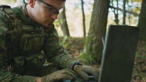 Shot of soldier in camouflage uniform us... | Stock Video | Pond5