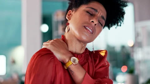 Shoulder pain, stress and night with bla... | Stock Video | Pond5