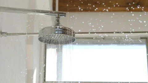 shower behind wet glass window with wate... | Stock Video | Pond5