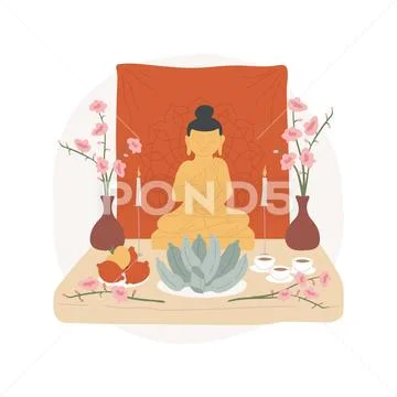 Shrine offerings isolated cartoon vector illustration. Illustration ...