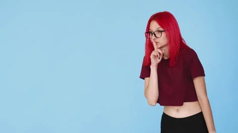 shush gesture secret sign loop girl fing... | Stock Video | Pond5