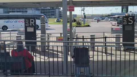 Shuttle Bus Bays At Luton Airport Englan... | Stock Video | Pond5