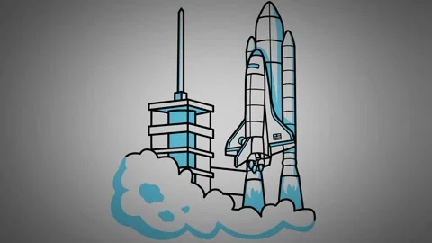 Shuttle, Rocket launcher Sketch and 2d a... | Stock Video | Pond5