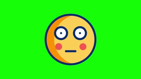 Shy emoji face animation loop on green s... | Stock Video | Pond5
