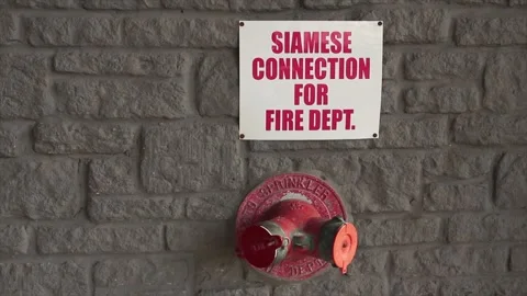 siamese connection for fire dept departm... | Stock Video | Pond5